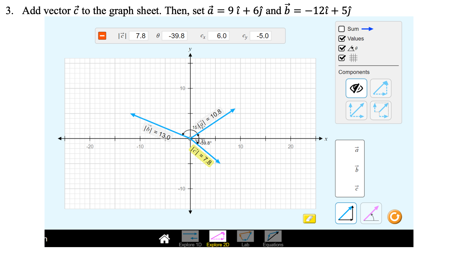 Solved 1. We will use the Vector Addition simulation. Click | Chegg.com