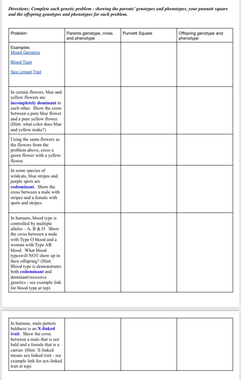 Solved Directions: Complete each genetic problem - showing | Chegg.com