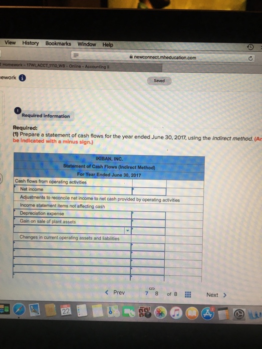 Solved View History Bookmarks Window Help Conn ework Saved | Chegg.com