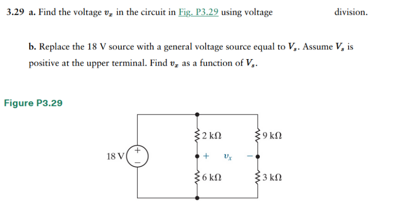 Solved 3.29 a. Find the voltage vx in the circuit in Fig. | Chegg.com