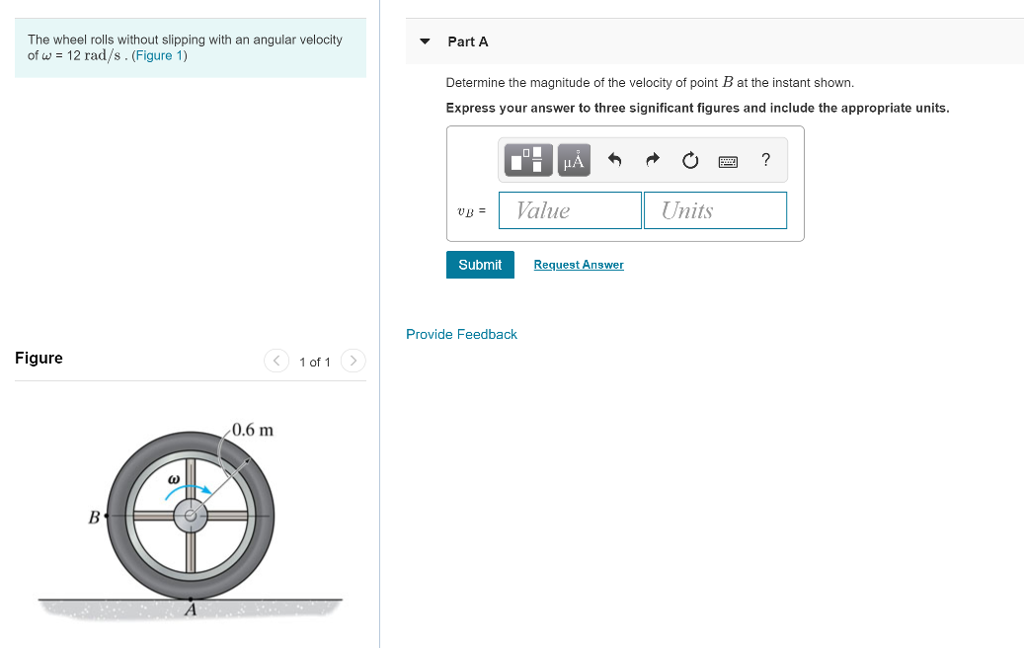 Solved The wheel rolls without slipping with an angular | Chegg.com