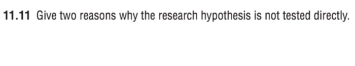 Solved Give two reasons why the research hypothesis is not | Chegg.com