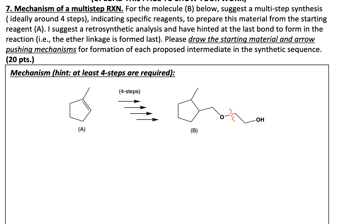 Solved 7. Mechanism of a multistep RXN. For the molecule (B) | Chegg.com