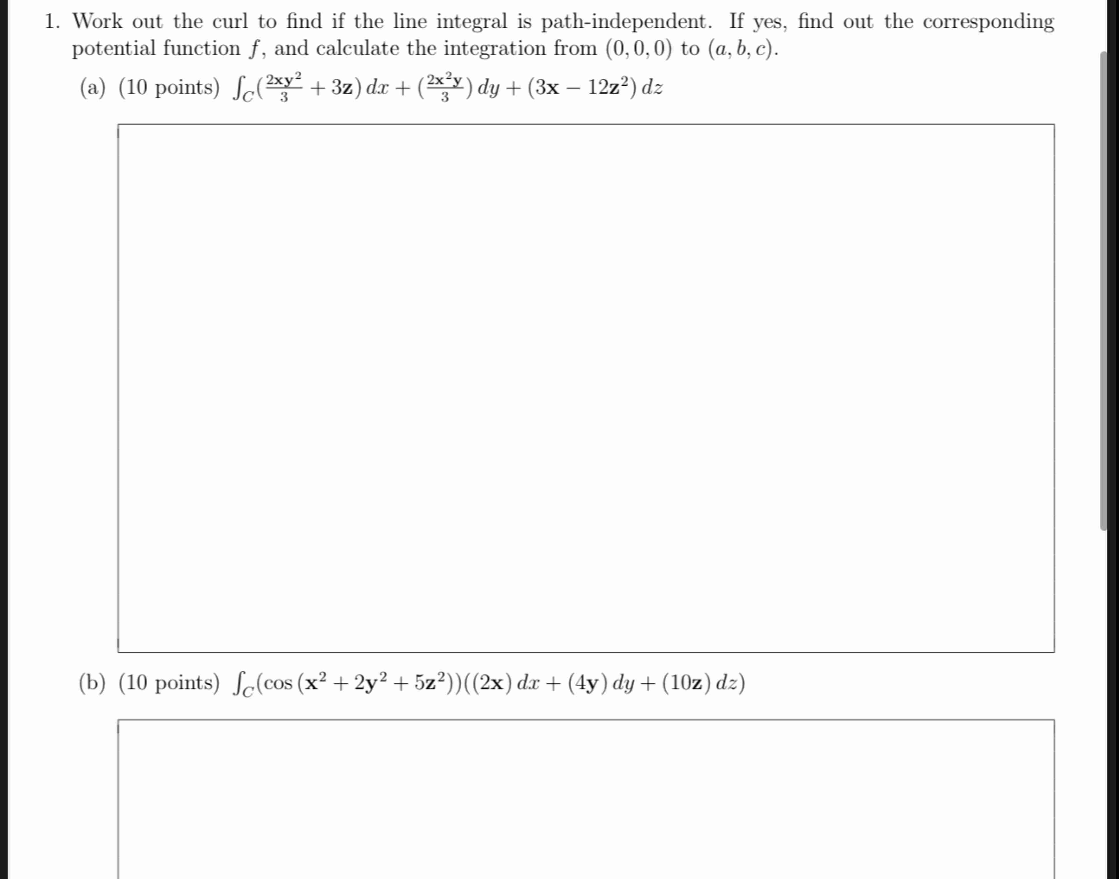 Solved Work out the curl to ﻿find if ﻿the line integral is | Chegg.com