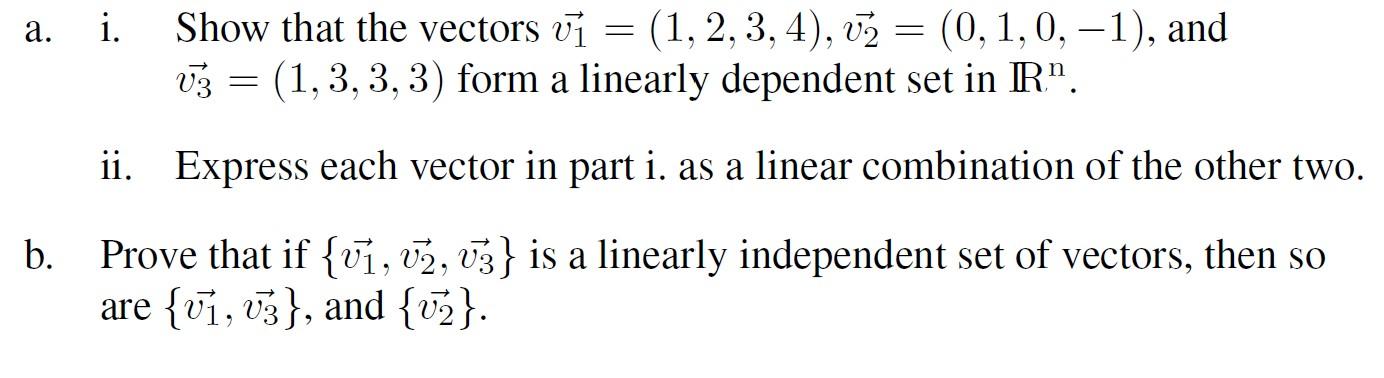 Solved a. i. Show that the vectors | Chegg.com