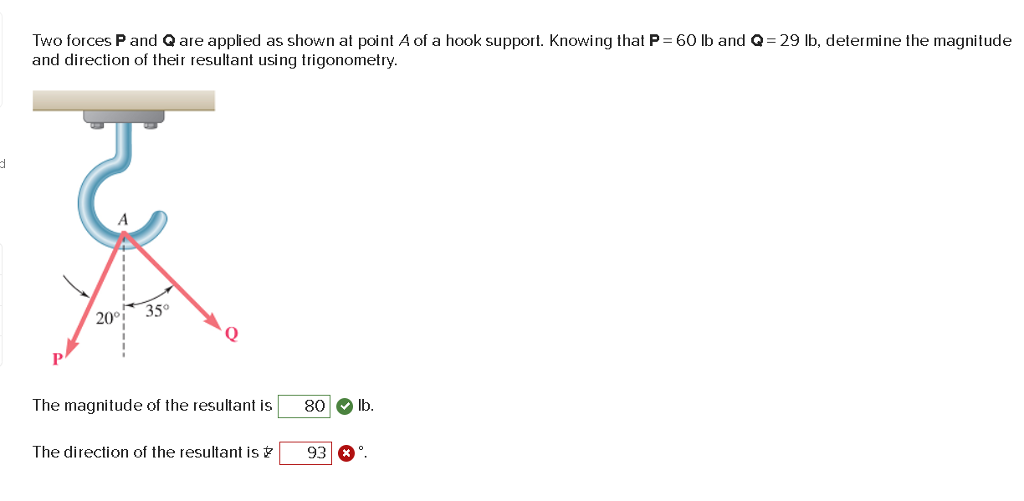 Solved Two forces P and Q are applied as shown at point A of | Chegg.com