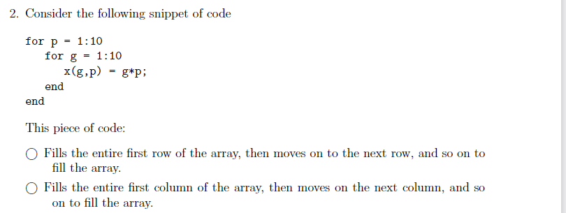 Solved 2. Consider the following snippet of code for p = | Chegg.com