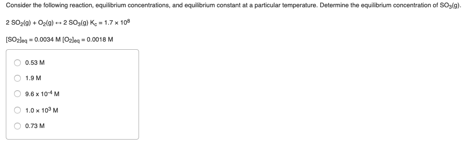 Solved Consider The Following Reaction Equilibrium