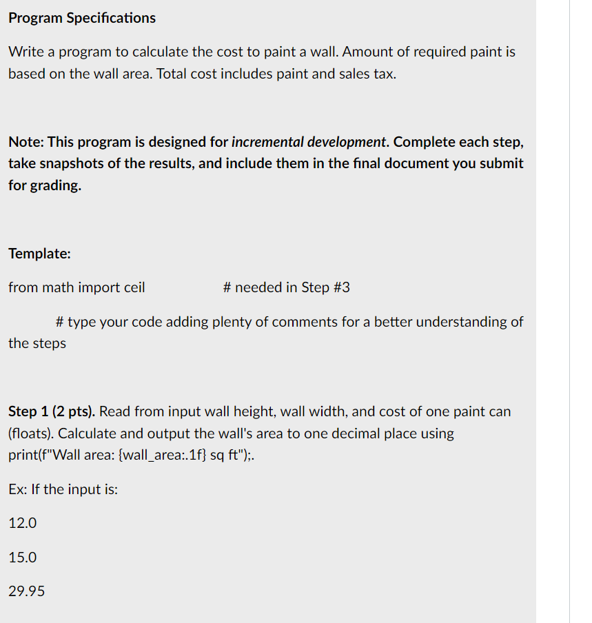 Solved Program Specifications Write a program to calculate | Chegg.com