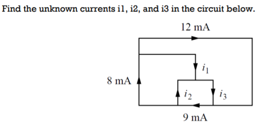 Solved Find the unknown currents il, i2, and i3 in the | Chegg.com