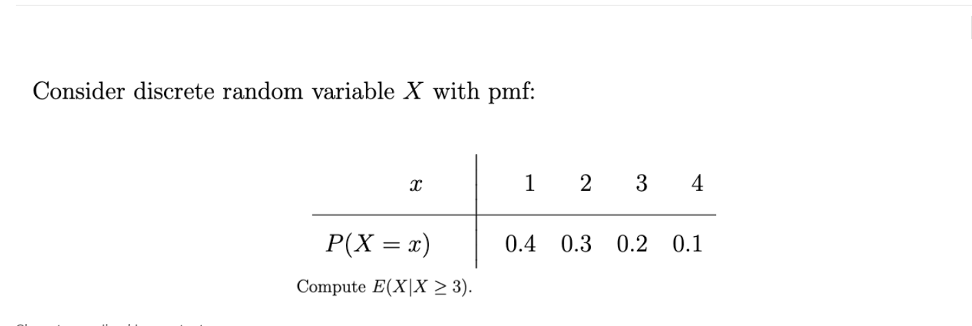 Solved Consider discrete random variable X with pmf: х 1 2 3 | Chegg.com