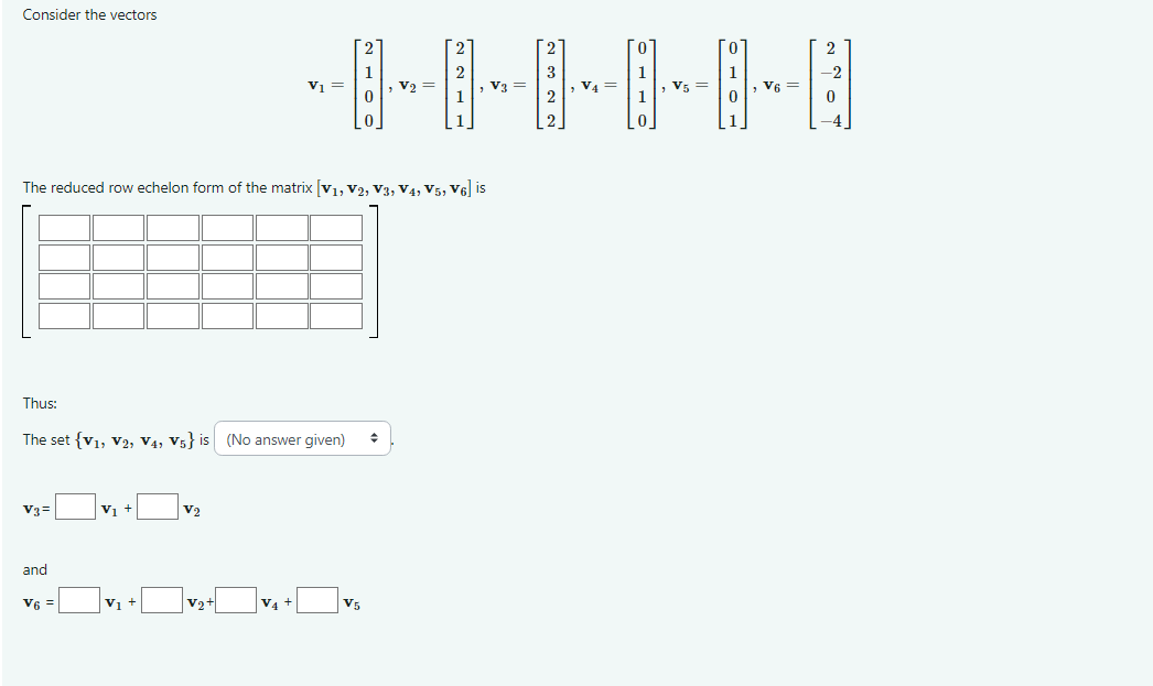 Solved Consider the vectors | Chegg.com