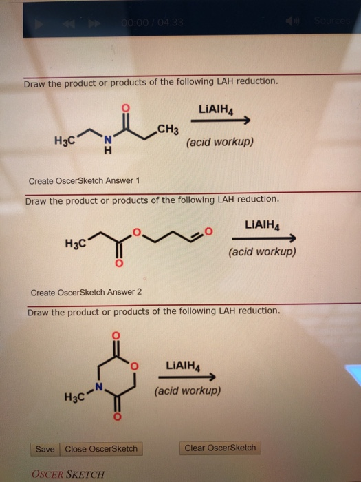 Solved Draw the product or products of the following LAH | Chegg.com
