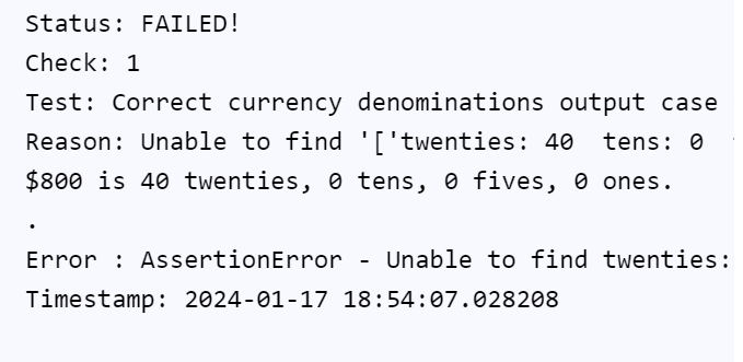 Solved Status: FAILED!Check: 1Test: Correct currency | Chegg.com