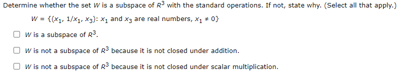 Solved Determine Whether The Set W Is A Subspace Of R3 With