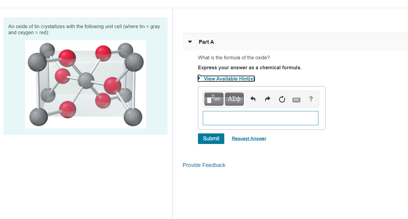 Solved An oxide of tin crystallizes with the following unit | Chegg.com
