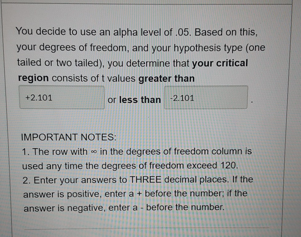 Solved You decide to use an alpha level of .05. Based on | Chegg.com