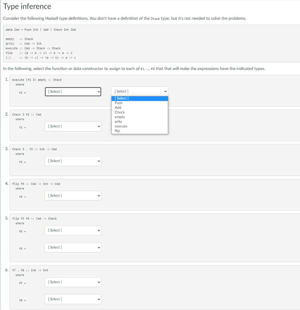 Solved Type inference Consider the following Haskell type | Chegg.com