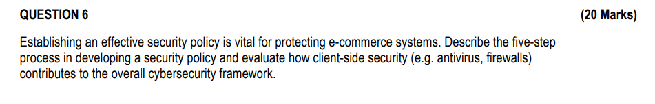 Solved QUESTION 6 (20 ﻿Marks) ﻿Establishing an effective | Chegg.com