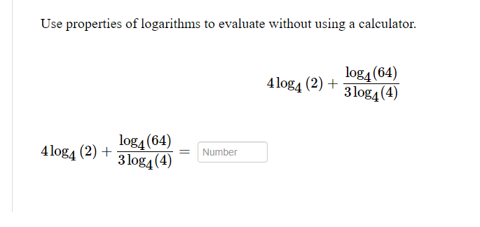 Solved Use properties of logarithms to evaluate without | Chegg.com