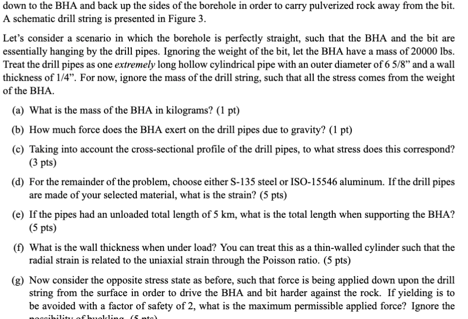 Solved 3 Stress and Strain in a Drill String (25 pts) Figure | Chegg.com