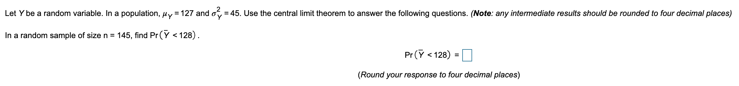 Solved Let Ybe A Random Variable In A Population My 127