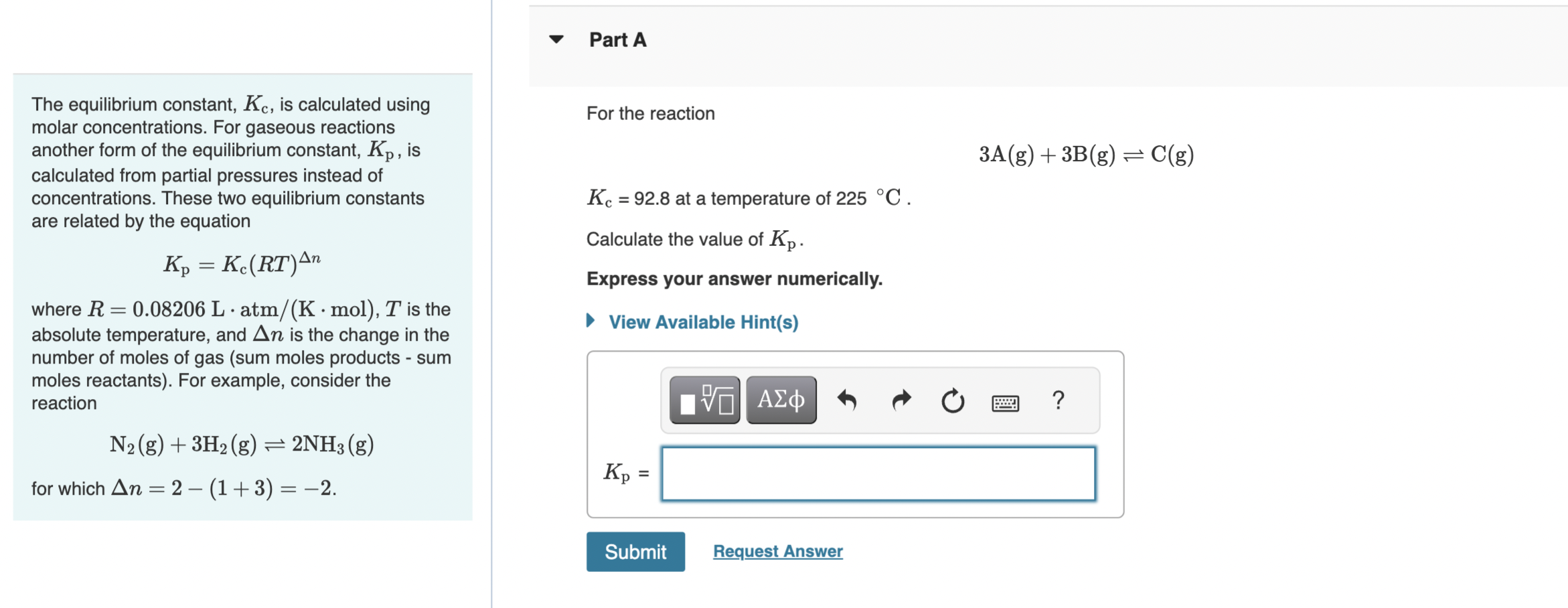 Solved The equilibrium constant, Kc, is calculated using For | Chegg.com