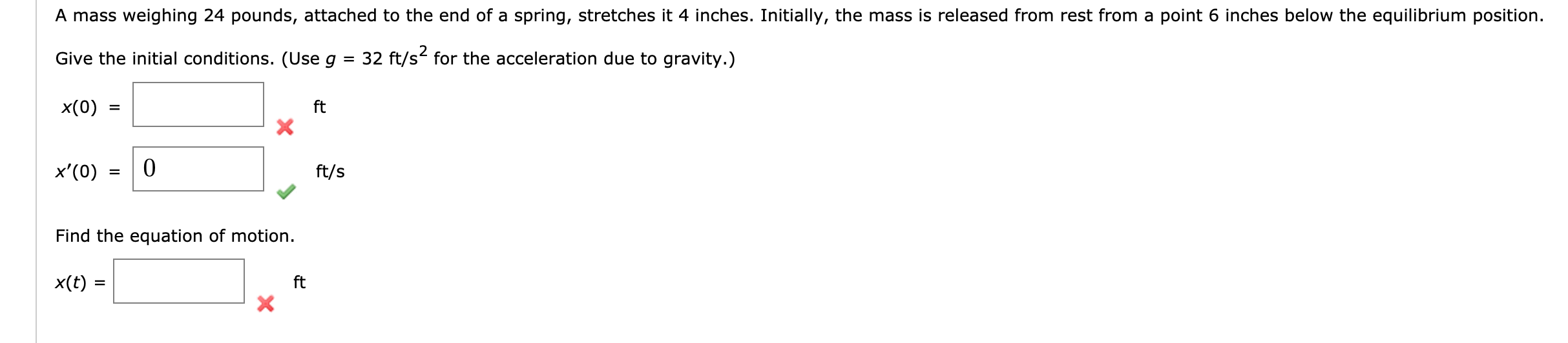 Solved A mass weighing 24 pounds, attached to the end of a | Chegg.com Solved A mass weighing 24 pounds, attached to the end of a | Chegg.com