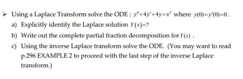 Solved > Using a Laplace Transform solve the ODE : y" | Chegg.com