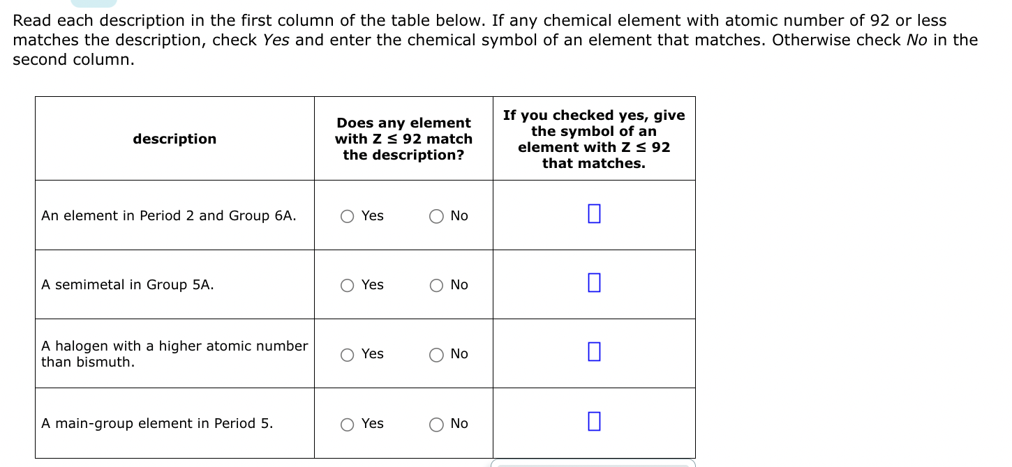 Solved Read each description in the first column of the | Chegg.com