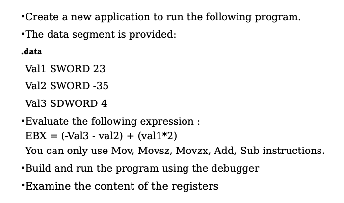 Solved - Create a new application to run the following | Chegg.com