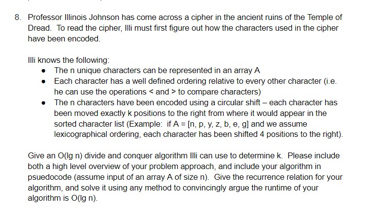 Solved Professor Illinois Johnson has come across a cipher | Chegg.com