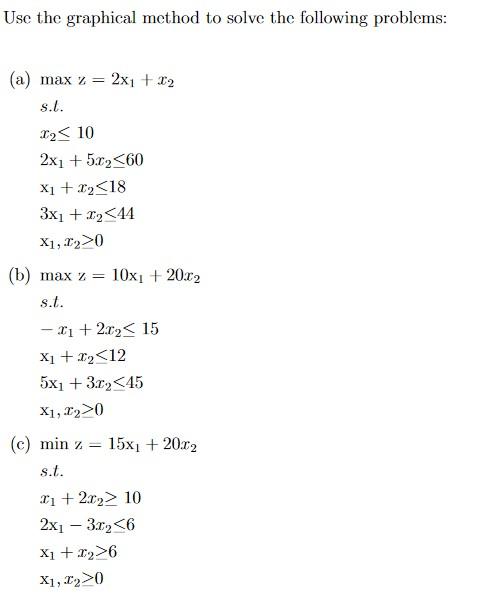 Solved Use the graphical method to solve the following | Chegg.com