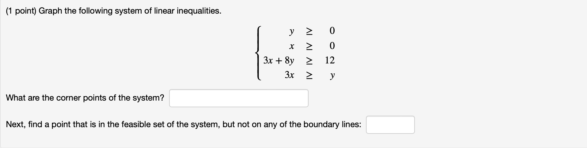 Solved (1 point) Graph the following system of linear | Chegg.com