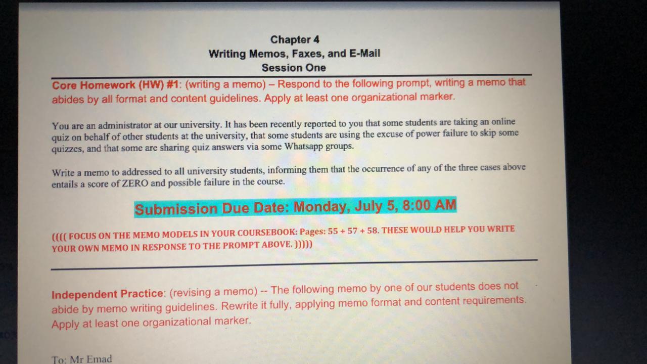 Solved Chapter 4 Writing Memos, Faxes, and E-Mail Session | Chegg.com