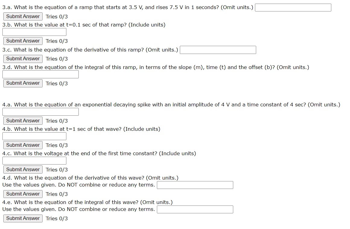 Solved 3.a. What is the equation of a ramp that starts at | Chegg.com