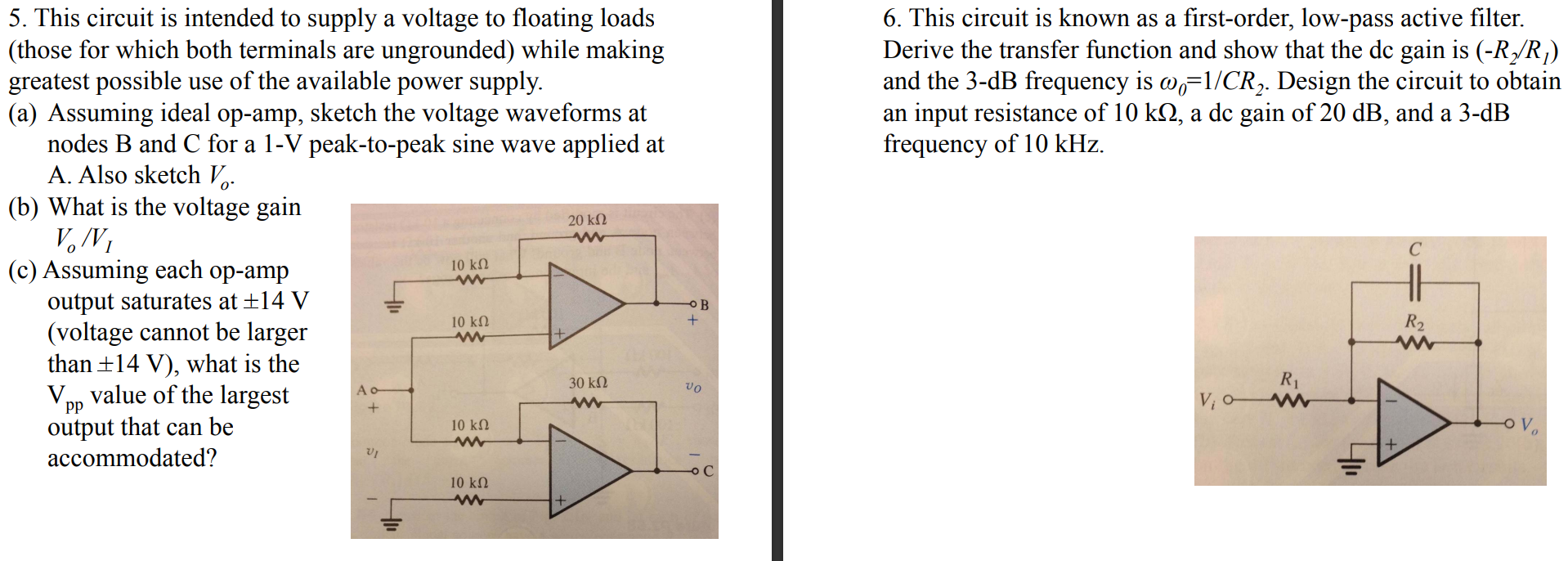 1. Circuit design. (a) Use two ideal op-amps and | Chegg.com