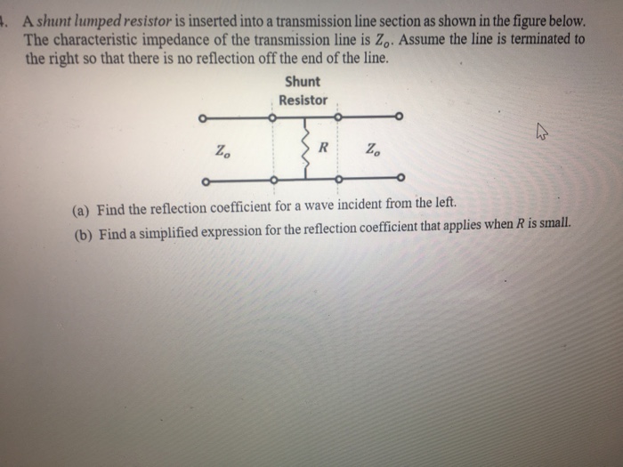 Solved A shunt lumped resistor is inserted into a | Chegg.com