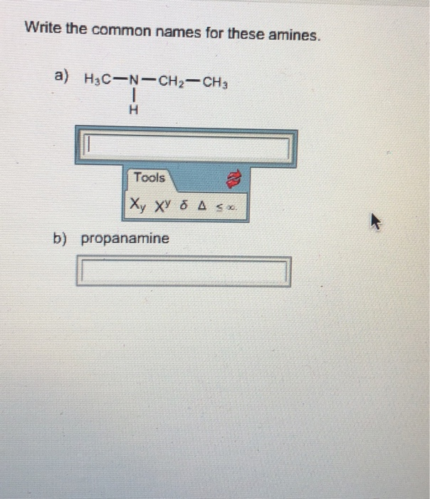 Solved Write the common names for these amines. a) | Chegg.com