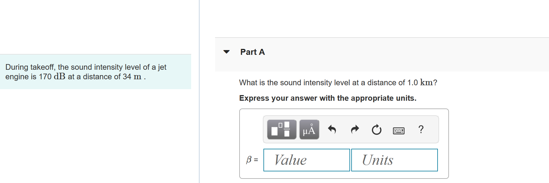 Solved Part ADuring takeoff, the sound intensity level of a | Chegg.com