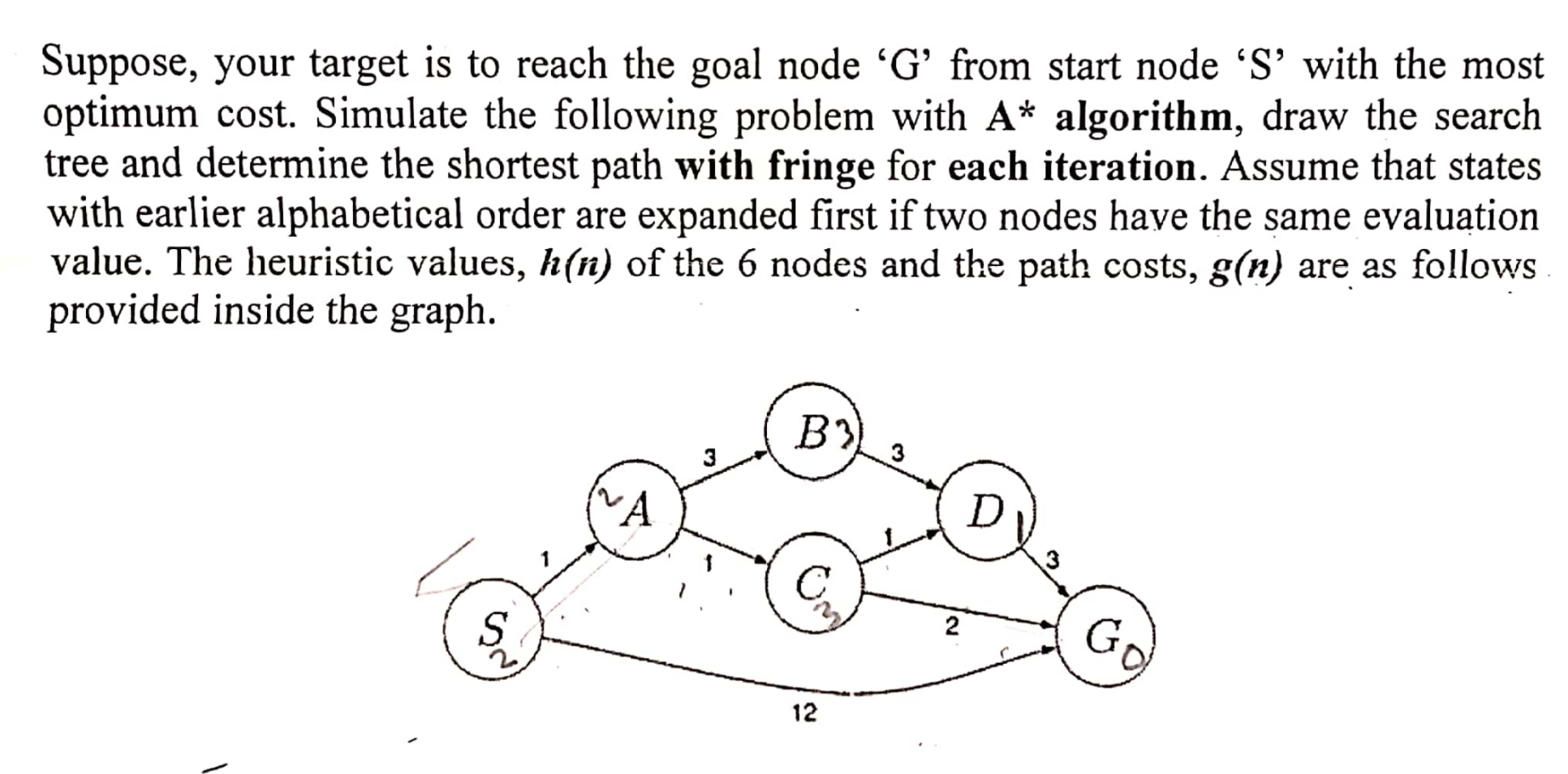 Solved Suppose, your target is to reach the goal node ' G ' | Chegg.com