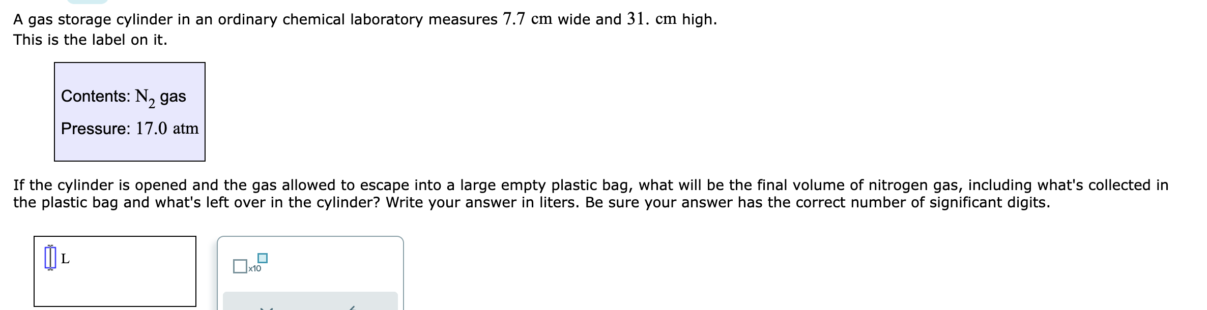Solved A gas storage cylinder in an ordinary chemical | Chegg.com