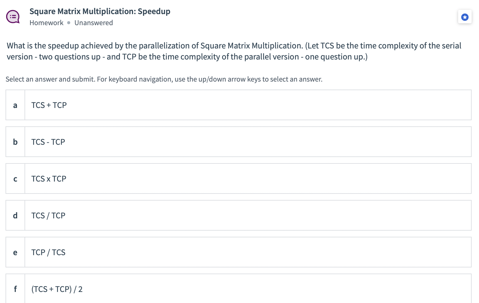 Solved Square Matrix Multiplication: Speedup Homework • | Chegg.com