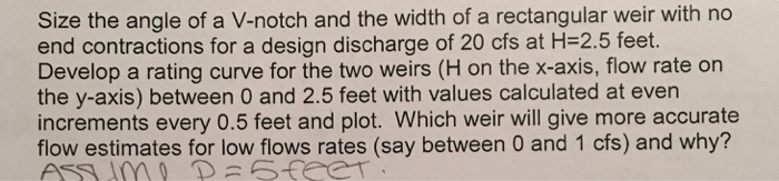 Solved Size the angle of a V-notch and the width of a | Chegg.com