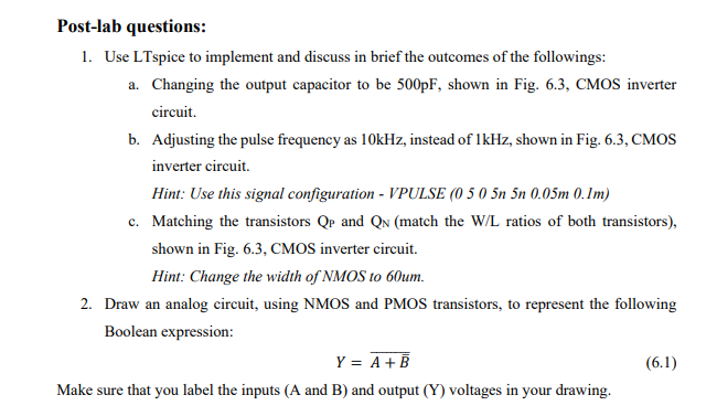 Solved Post-lab questions: 1. Use LTspice to implement and | Chegg.com