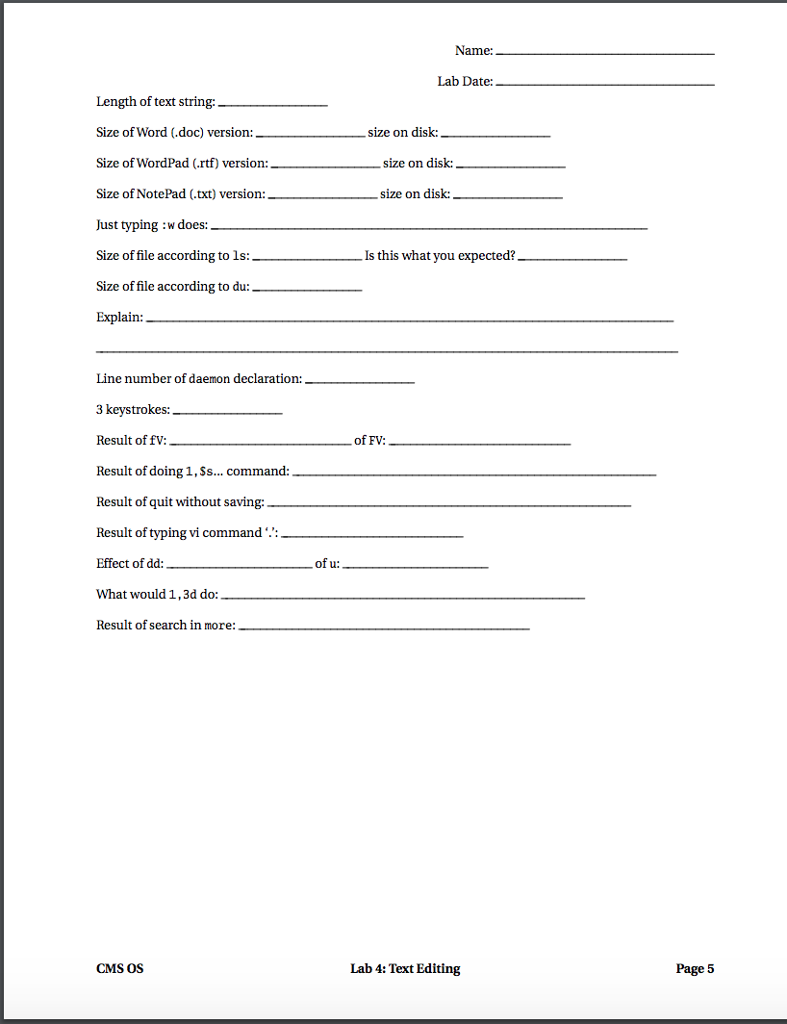 Solved Lab 4: Text Editing A brief note about type setting | Chegg.com