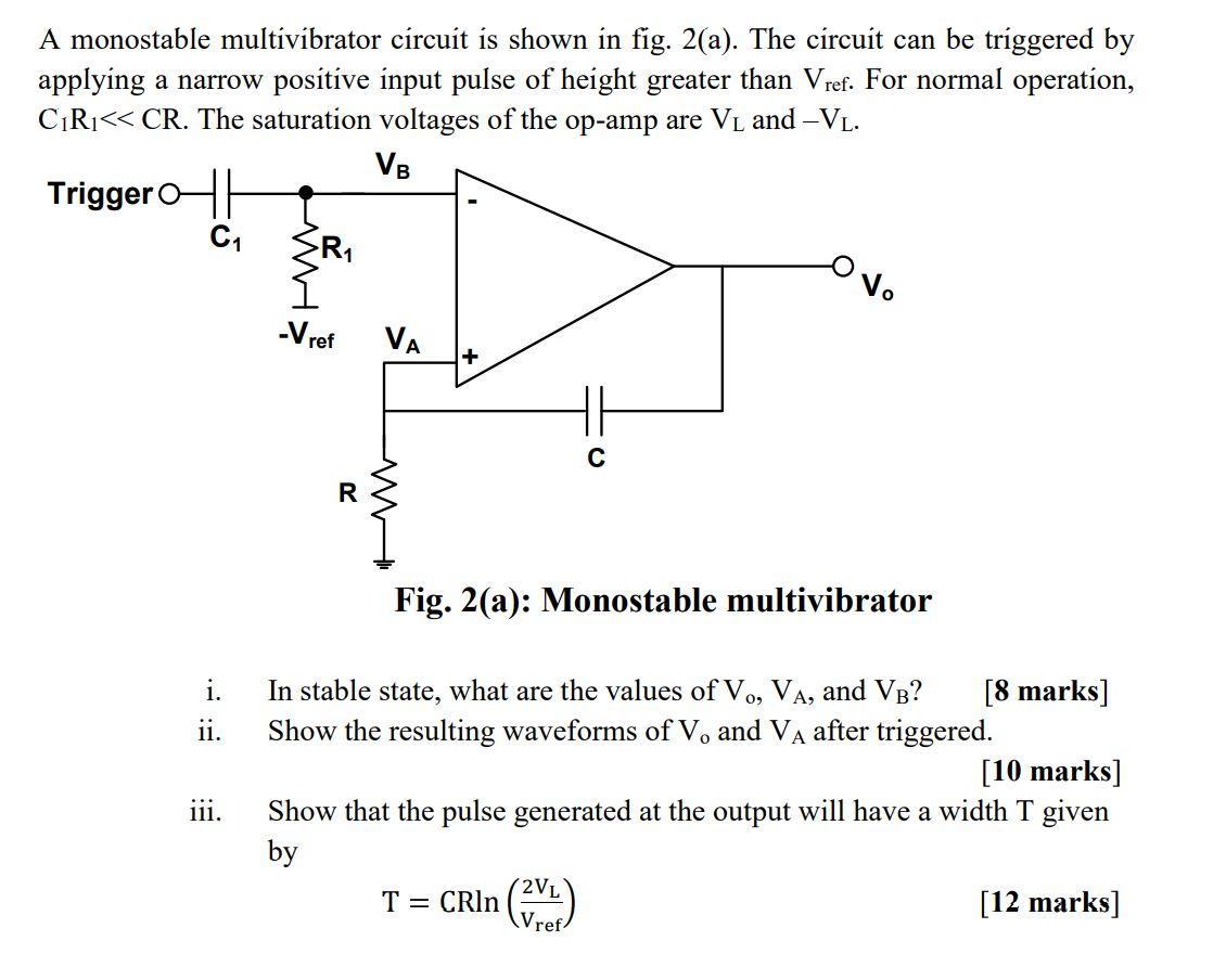 Solved A monostable multivibrator circuit is shown in fig. | Chegg.com