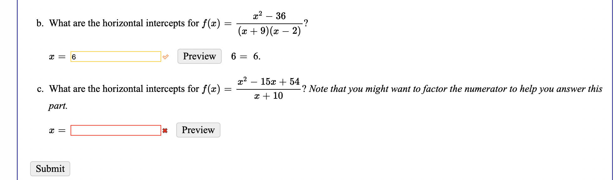Solved b. What are the horizontal intercepts for | Chegg.com