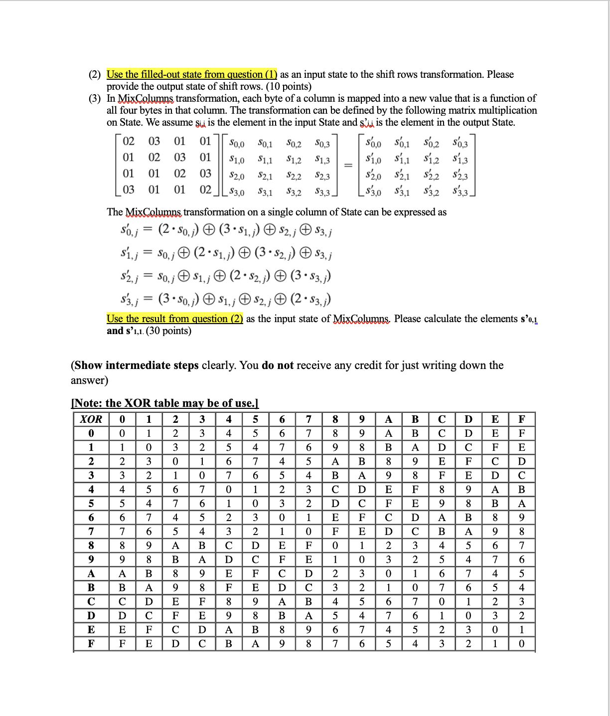 (2) Use the filled-out state from question (1) as an | Chegg.com