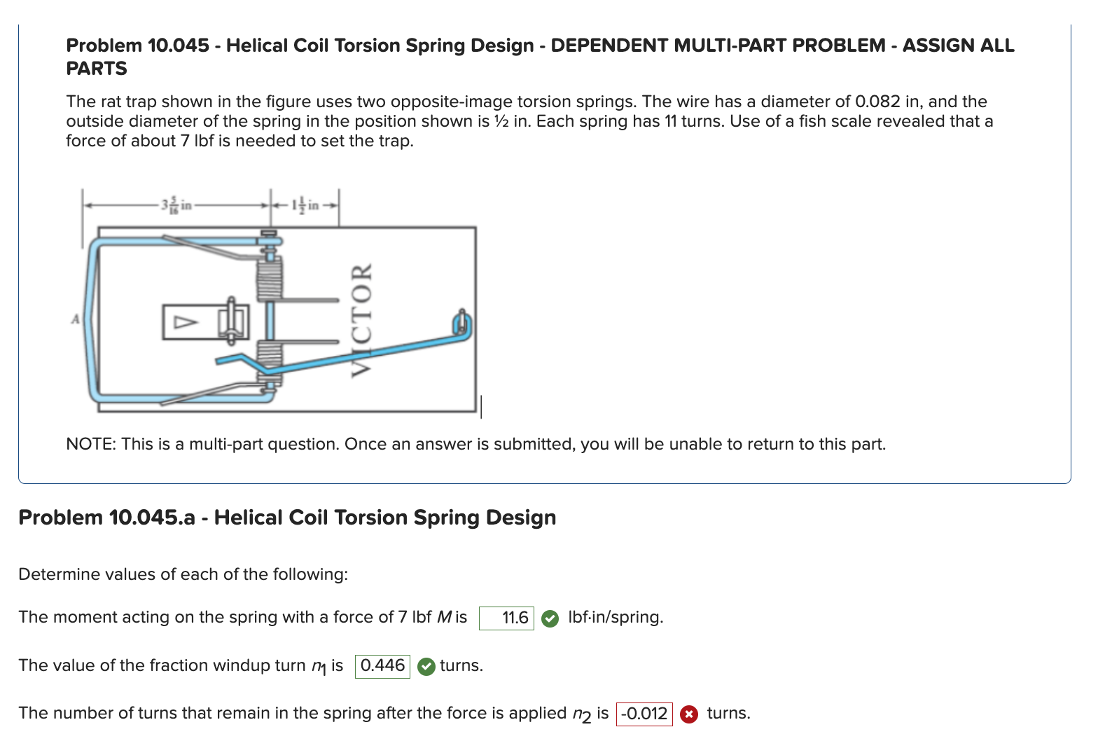 Solved Problem 10.045 - Helical Coil Torsion Spring Design - | Chegg.com